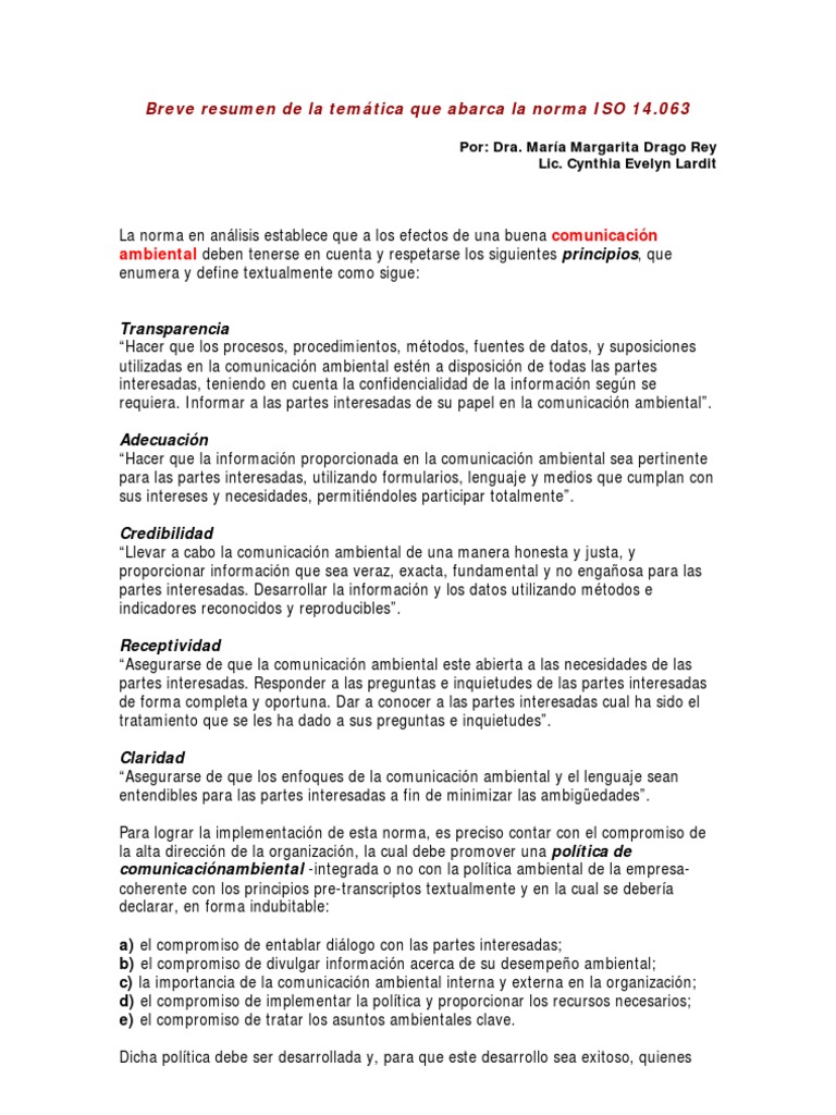 Comunicacion Ambiental ISO 14063 | PDF | Comunicación | Información