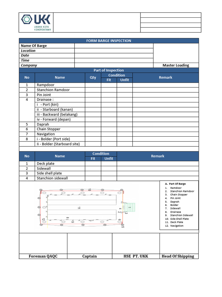Barge Inspection Checklist Form | PDF | Chess Theory | Chess