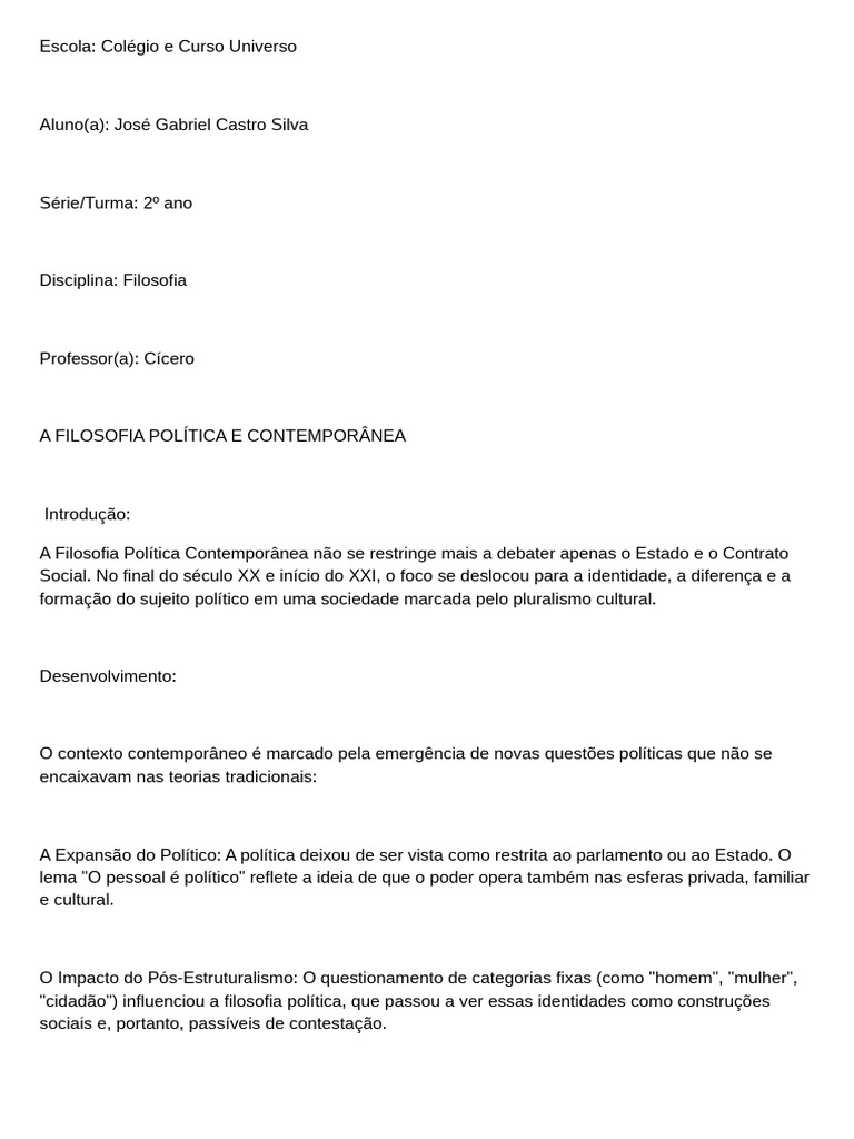 A Filosofia Politica e Contemporânea _20251130_145043_0000 | PDF ...