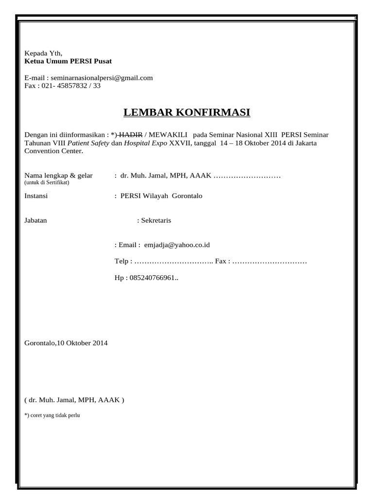 Form-Undangan - Persi Daerah | PDF