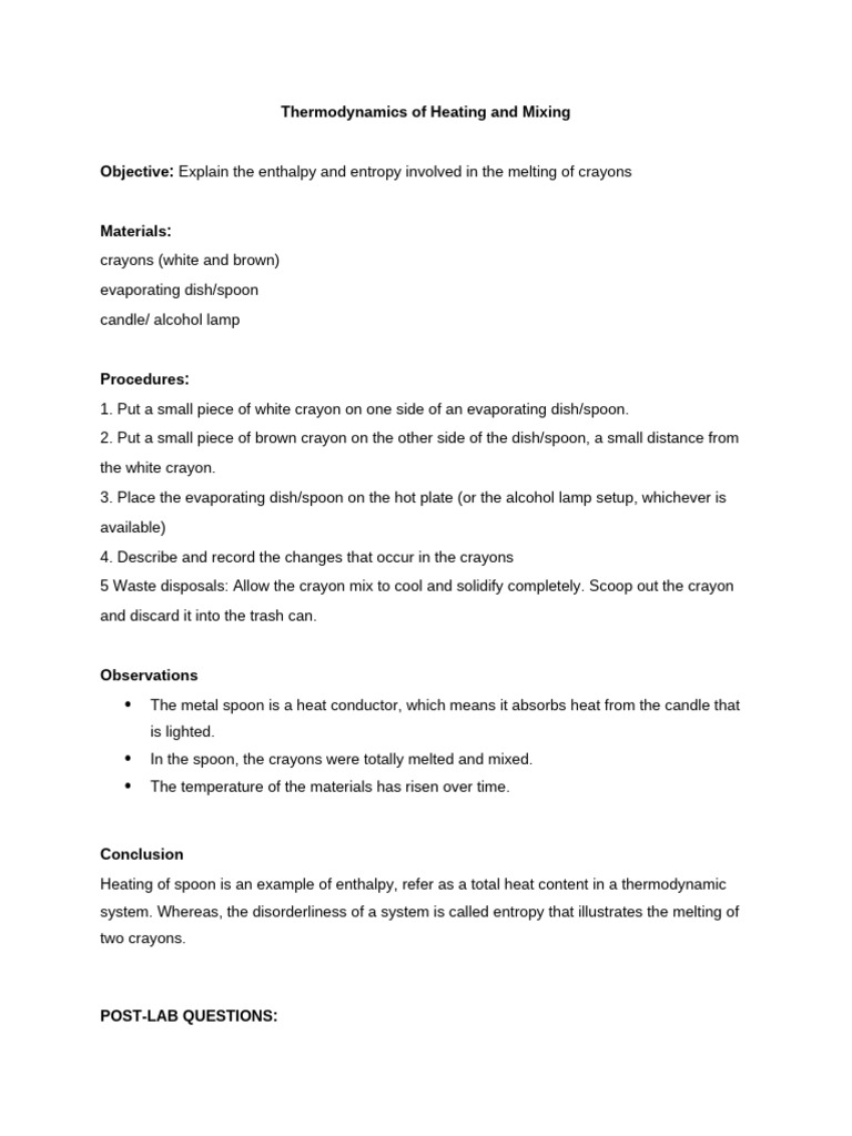 Thermodynamics of Heating and Mixing | PDF