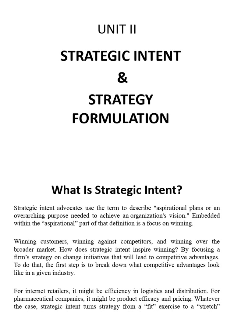 Strategic Intent & Strategy Formulation | PDF | Swot Analysis ...