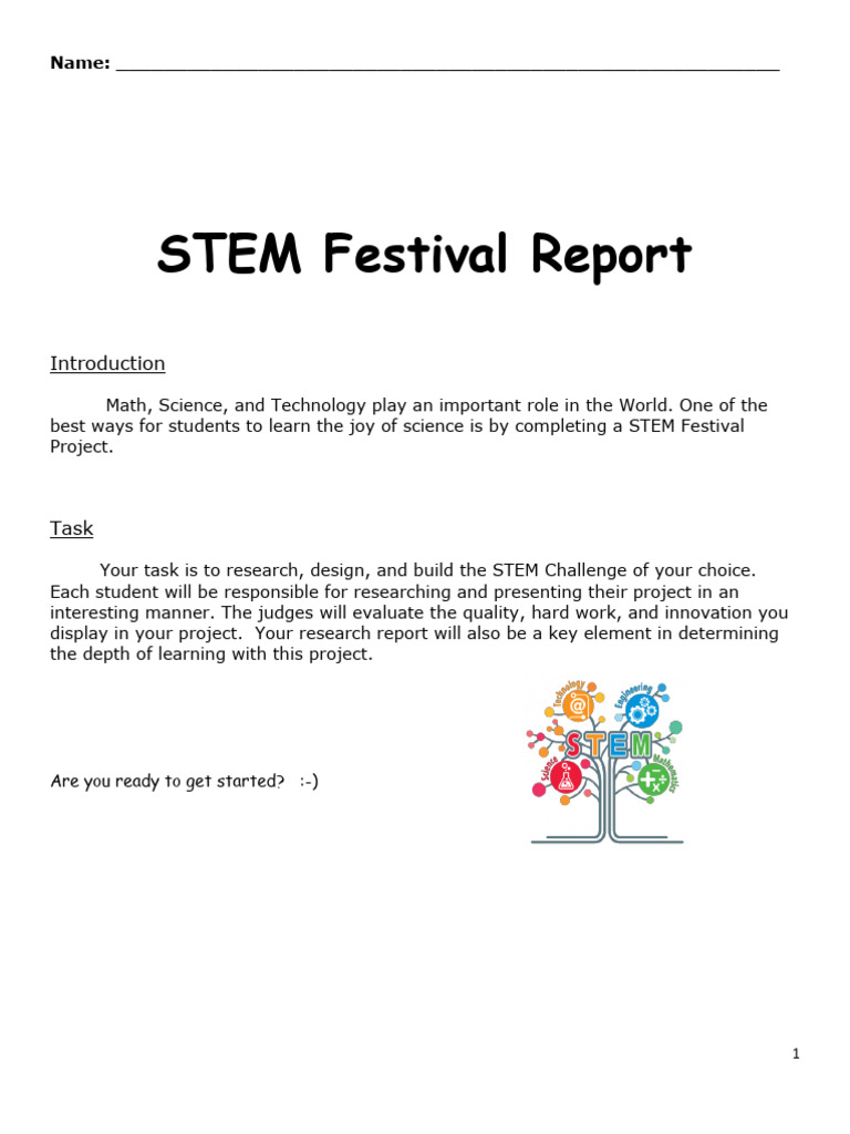 STEM Festival Project Guidelines | PDF | Abstract (Summary) | Chart