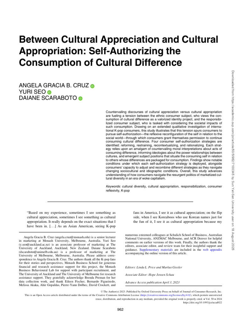 Between Cultural Appreciation and Cultural Appropriation - Self ...