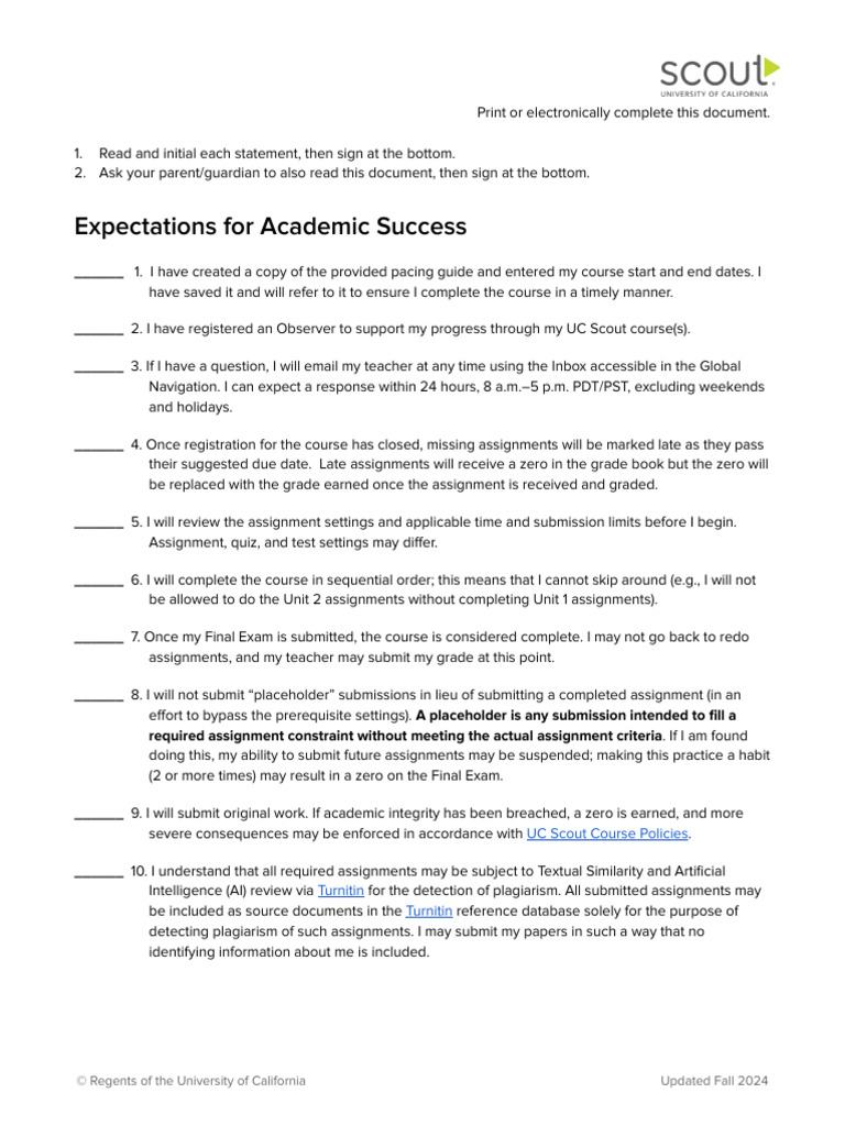 Course Expectations 2024 2 | PDF