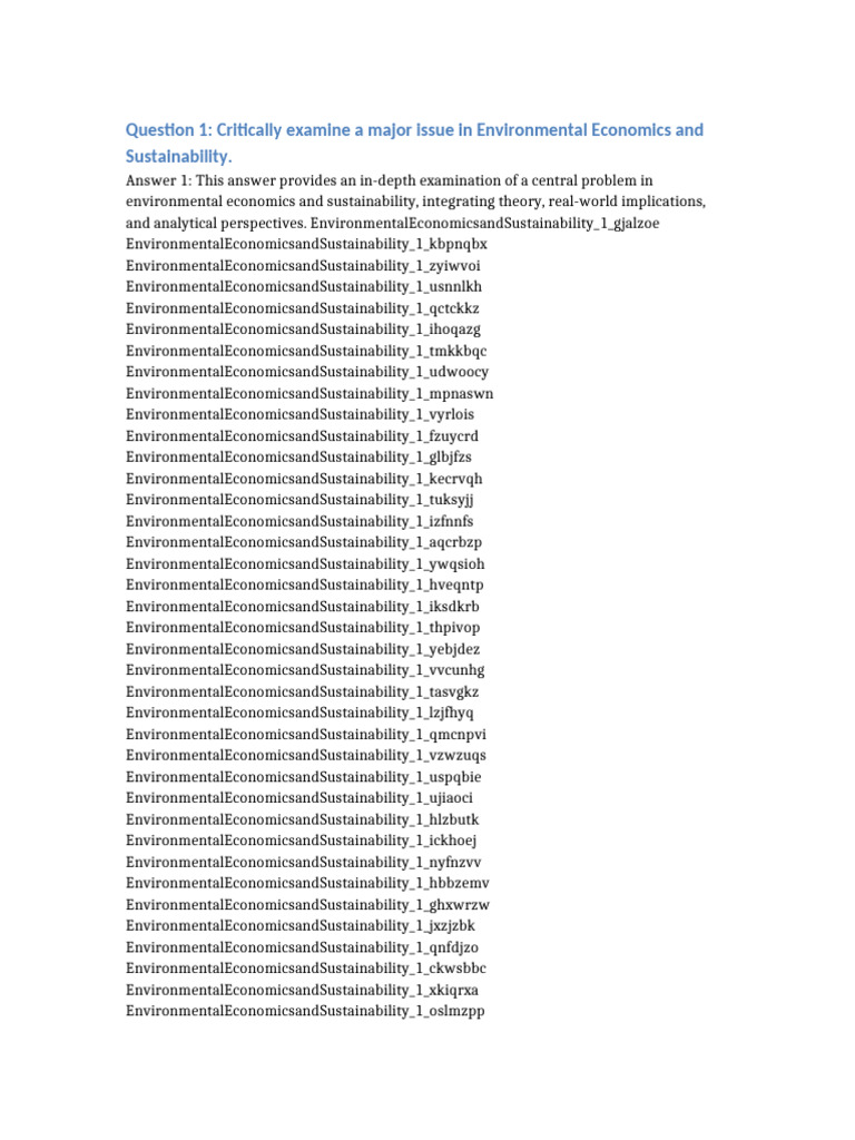 Major Issues in Environmental Economics | PDF | Sustainability ...