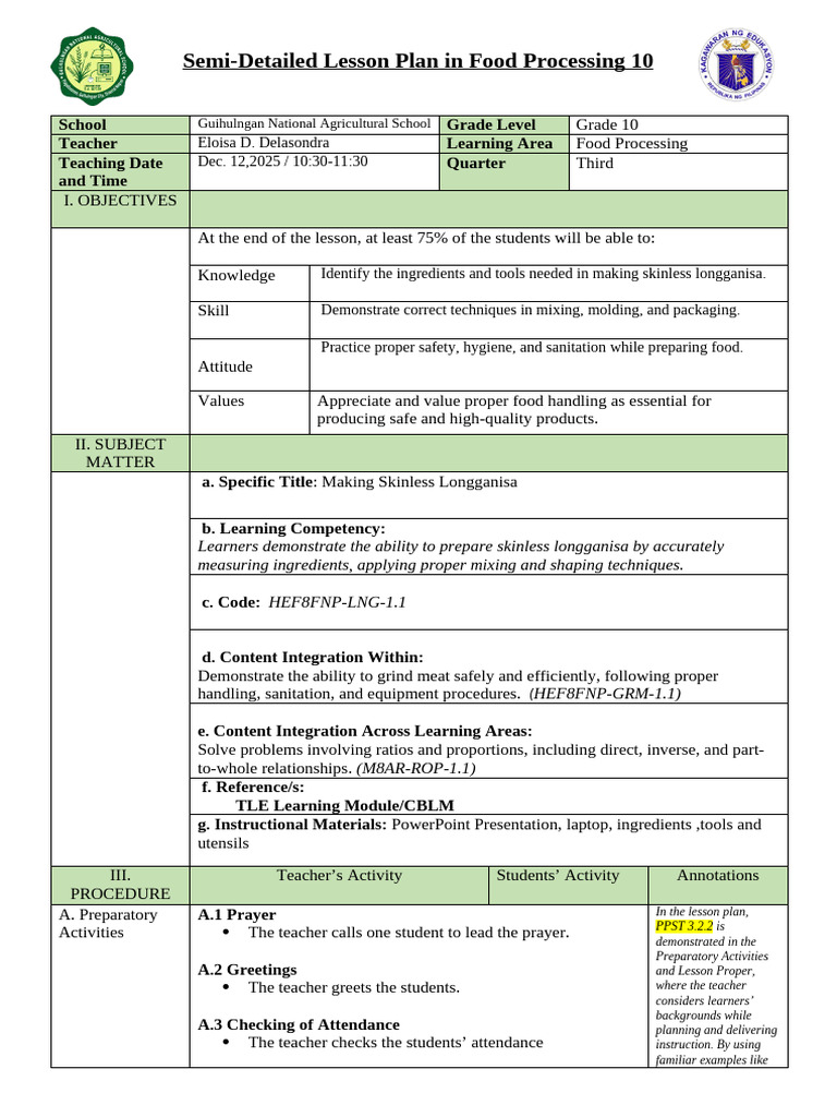 Eloisa Lesson Plan Objective 2 | PDF | Teachers | Learning