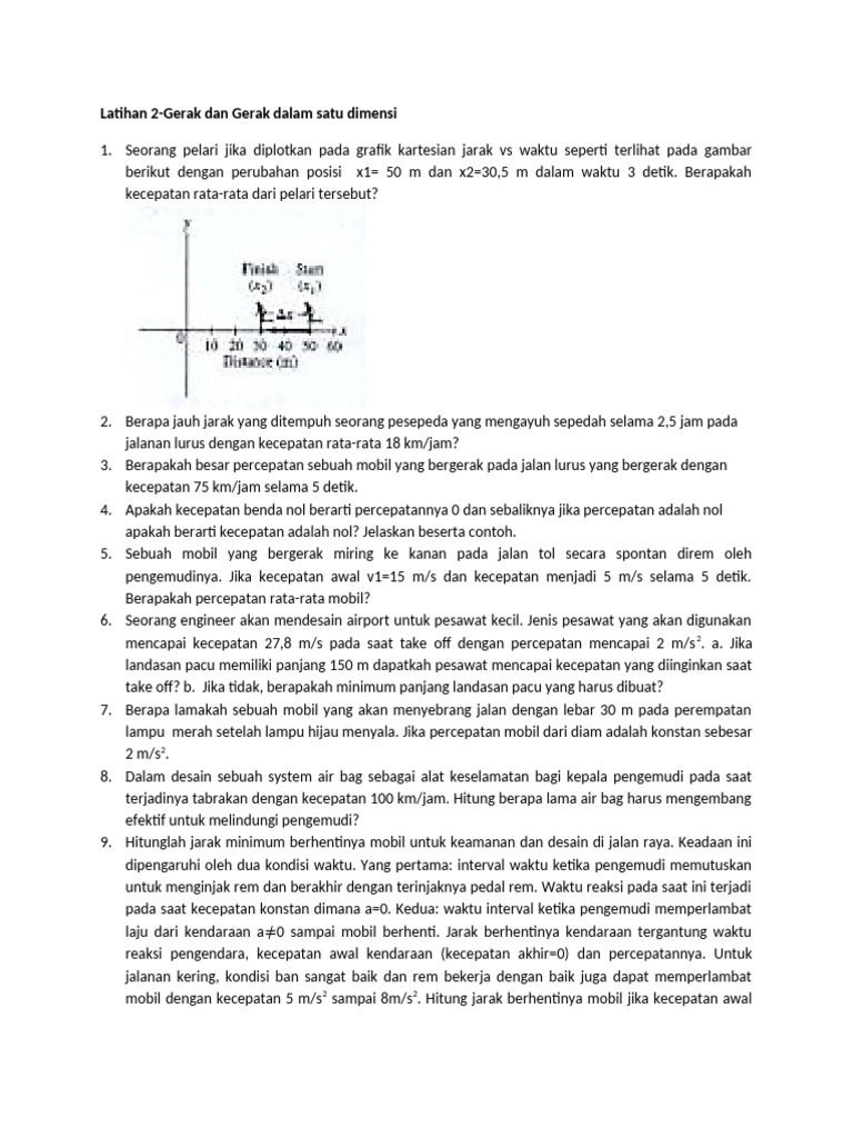 Latihan Gerak Satu Dimensi dan Percepatan | PDF