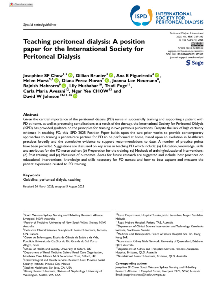 2025 Guidelines for Teaching Peritoneal Dialysis | PDF | Nephrology ...