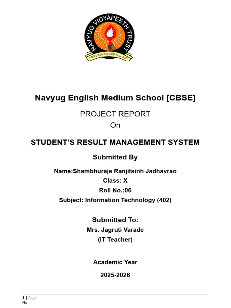 Student Result Management System Project | PDF | Databases | Computer ...