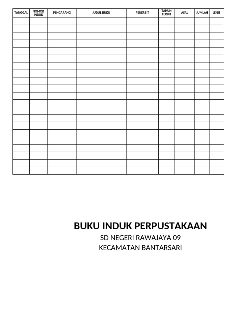 Buku Induk Perpus | PDF