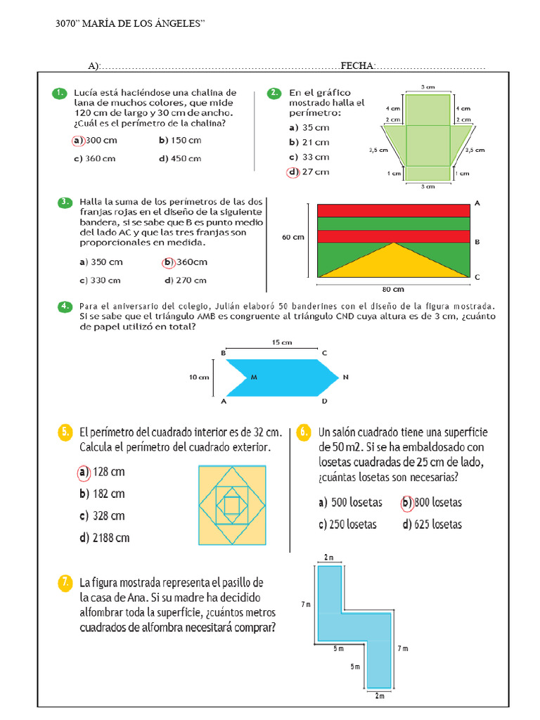 Problemas de Áreas y Perímetros II | PDF