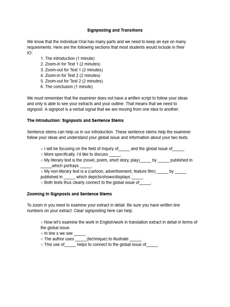 IO Signposting and Transitions | PDF
