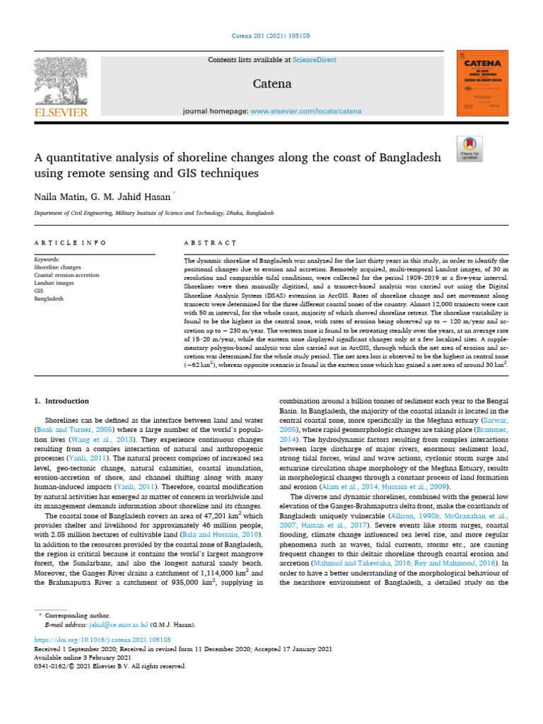 A Quantitative Analysis of Shoreline Changes Along the Coast of ...