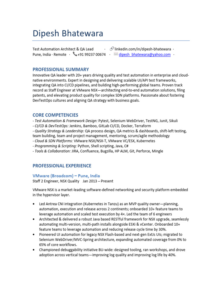 QA Automation Expert with 20+ Years Experience | PDF | Selenium ...