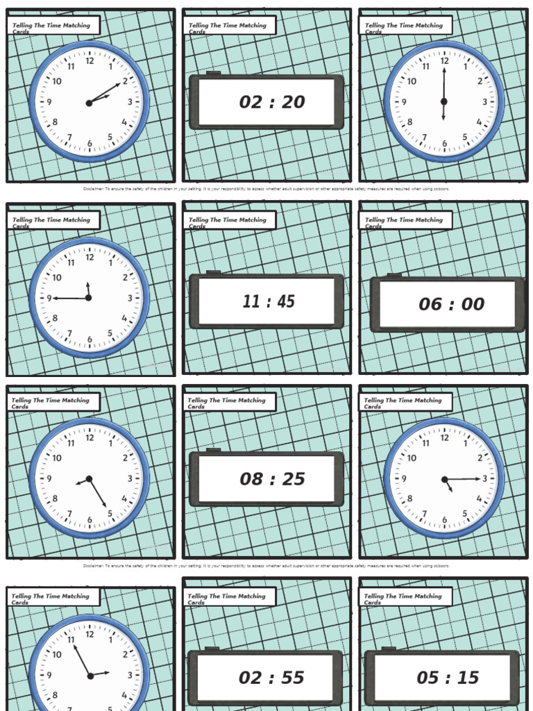 Telling the Time Analogue and Digital Matching Cards | PDF | Human Life ...