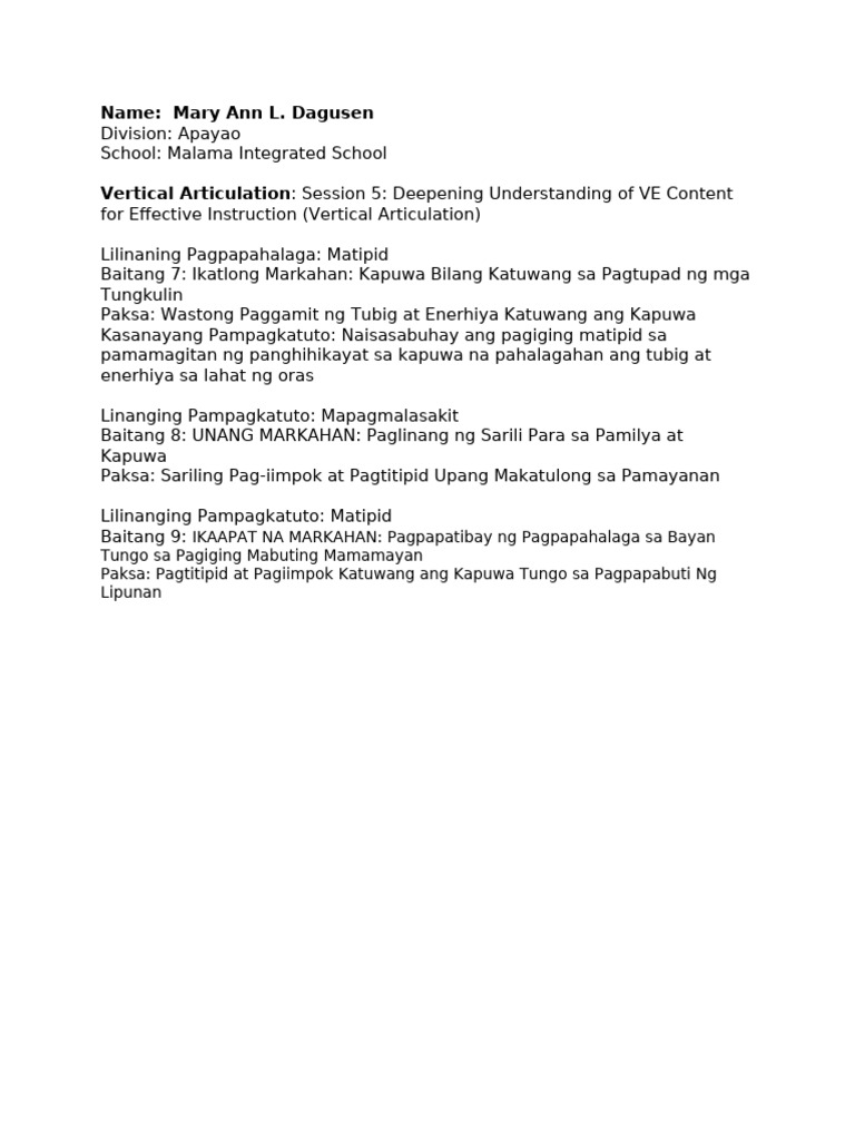 Activity For Vertical & Horizontal Articulation - Dagusen - Mary Ann L ...