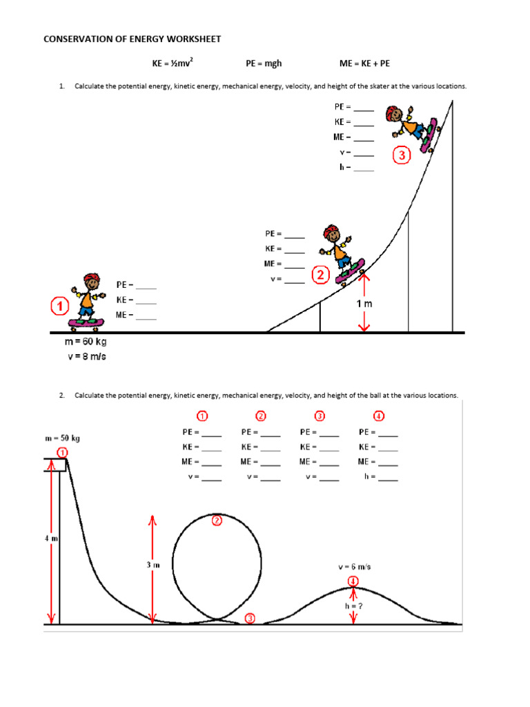 Energy Calculations Worksheet | PDF