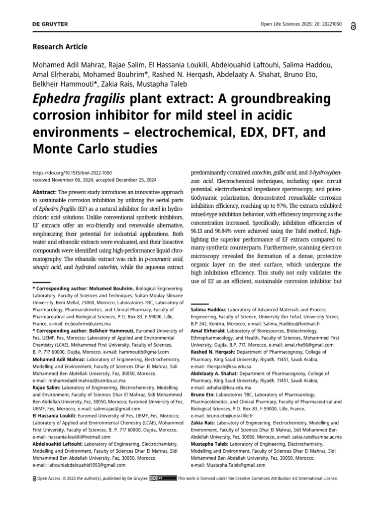 Ephedra Fragilis Plant Extract A Groundbreaking Co | PDF | Corrosion ...