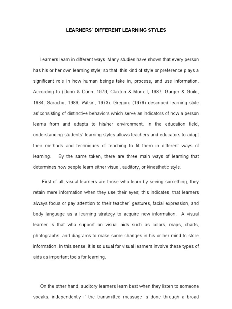 Learning Styles Essay | PDF