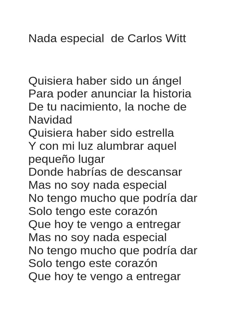Letra Nada Especial Carlos Witt | PDF