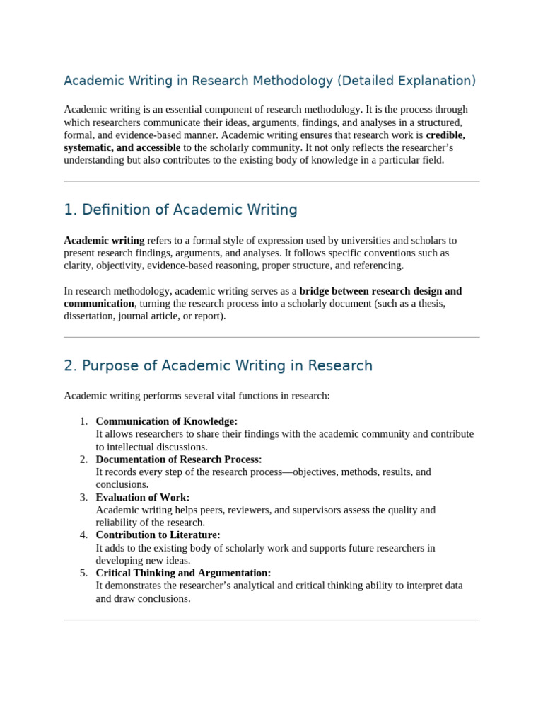 Academic Writing in Research Methodology | PDF | Methodology | Critical ...