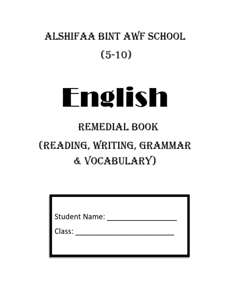 Alshifaa School English Remedial Book | PDF | Verb | Noun