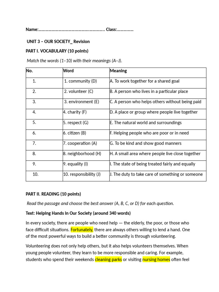 Revision 1 for Unit Test 3 | PDF