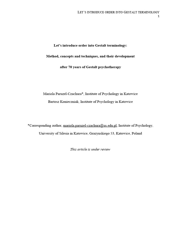 Let’s Introduce Order Into Gestalt Terminology | PDF | Gestalt Therapy ...