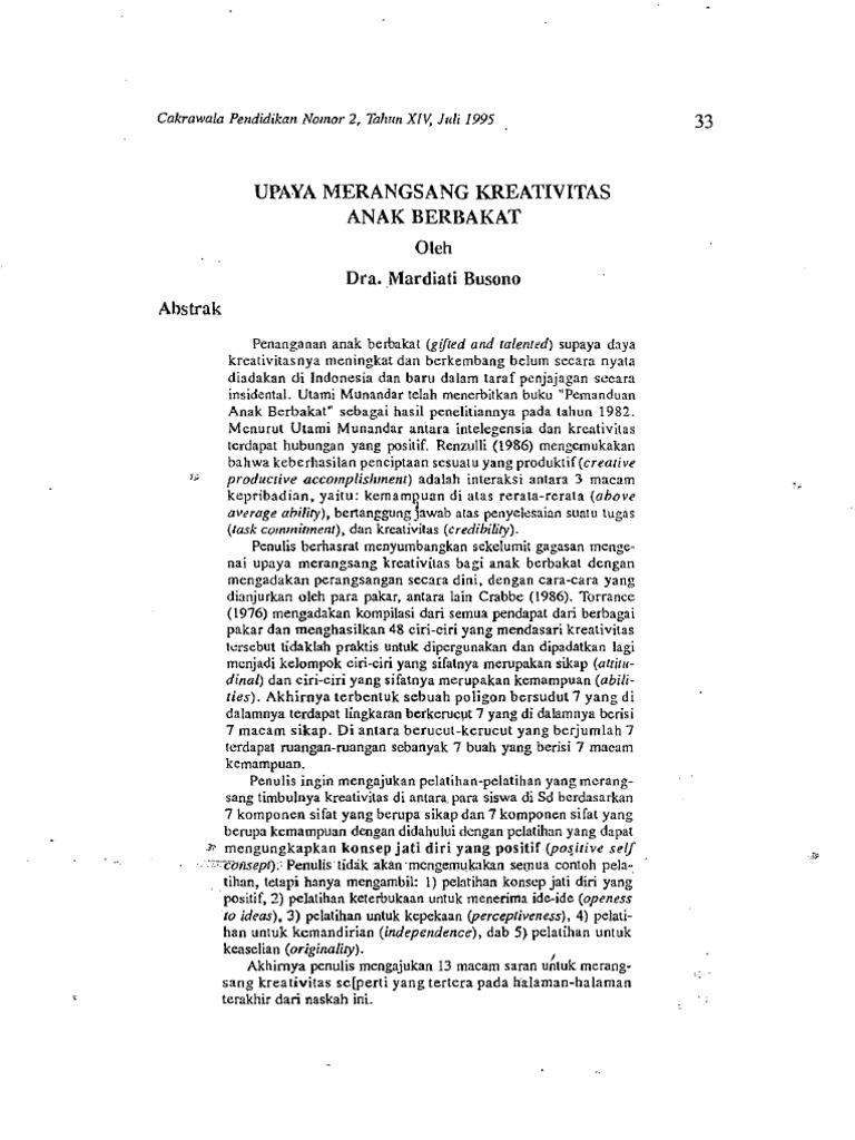 85692 ID Upaya Merangsang Kreativitas Anak Berbak | PDF