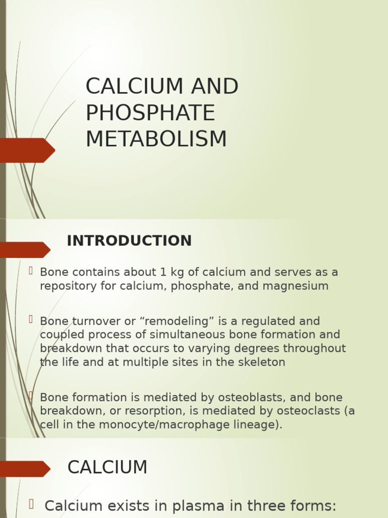 Calcium and Phosphate Metabolism Overview | PDF | Calcium In Biology