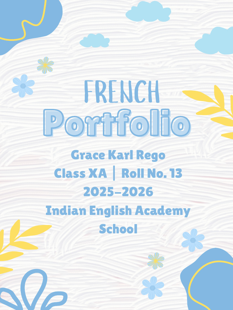 White and Blue Cute Illustrative Portfolio Cover A4 Document | PDF