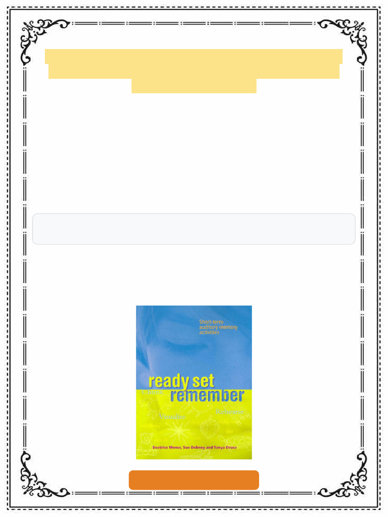 Ready Set Remember Short Term Auditory Memory Activities Beatrice Mense ...