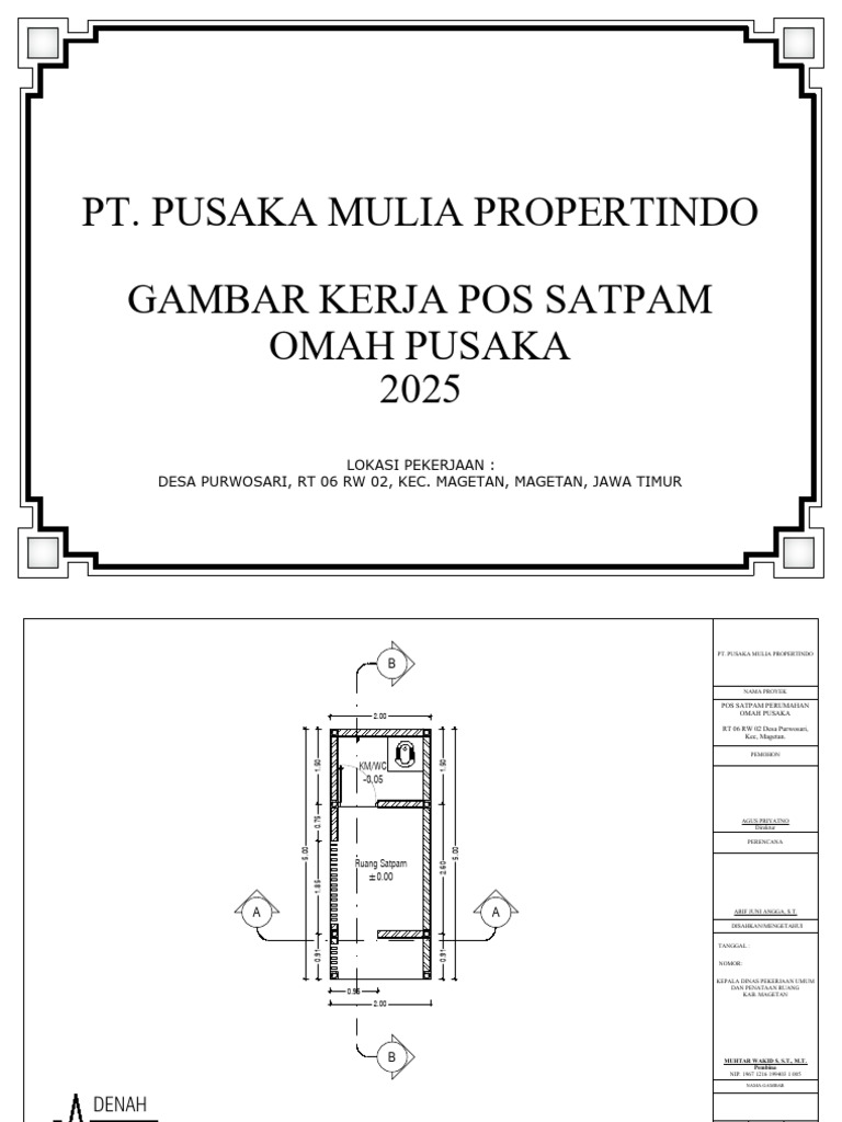 Gambar Kerja Pos Satpam Revisi | PDF