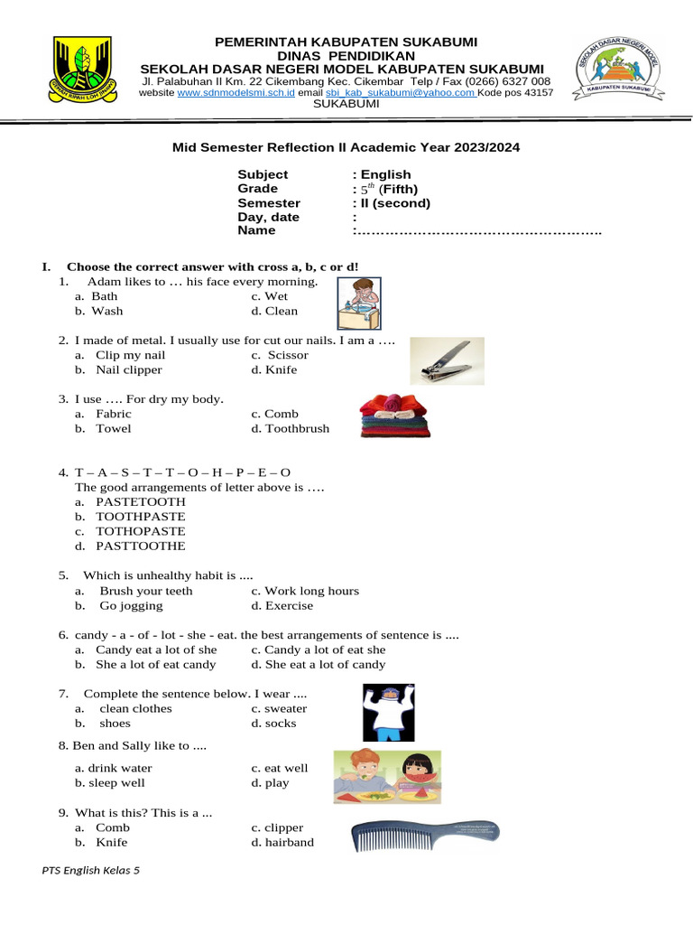Sts English Sms 2 Kelas 5 | PDF
