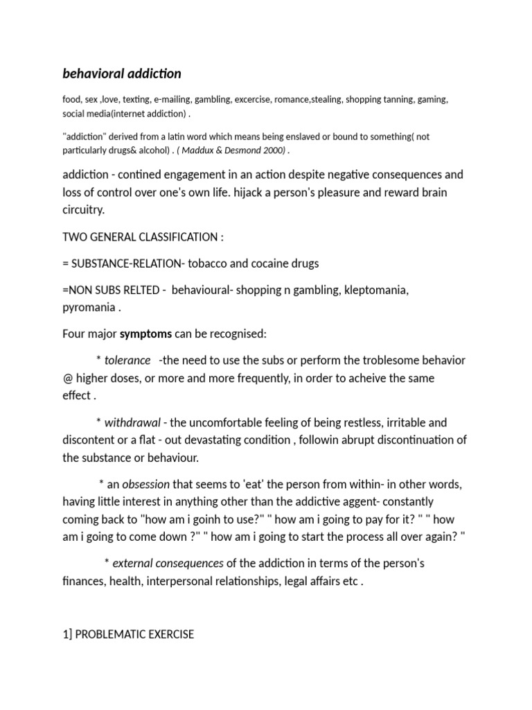 SEMINAR Behavioural Addiction | PDF