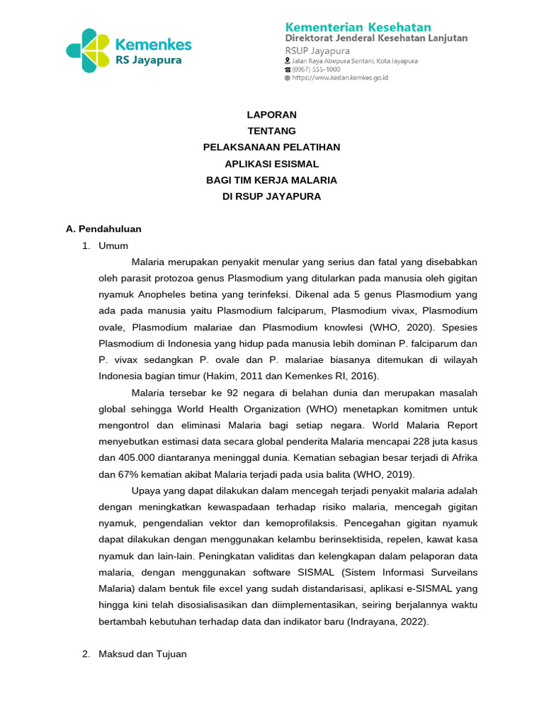 Laporan Pelatihan Malaria | PDF