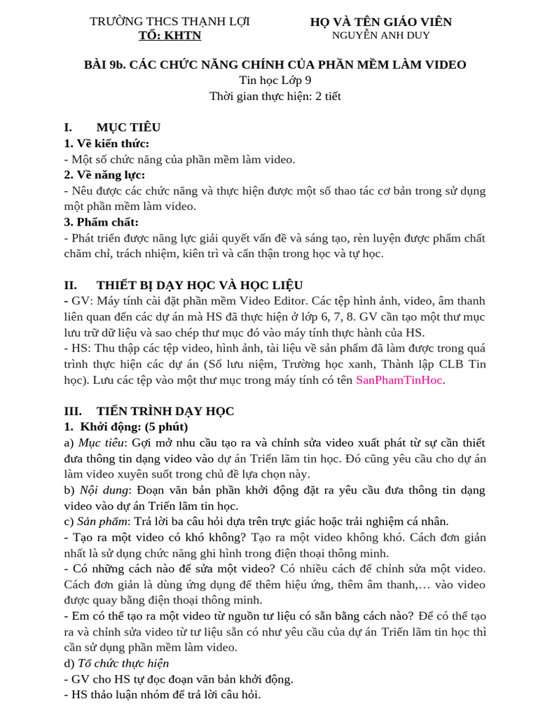 Bai 9b Cac Chuc Nang Chinh Cua Phan Mem Lam Video | PDF