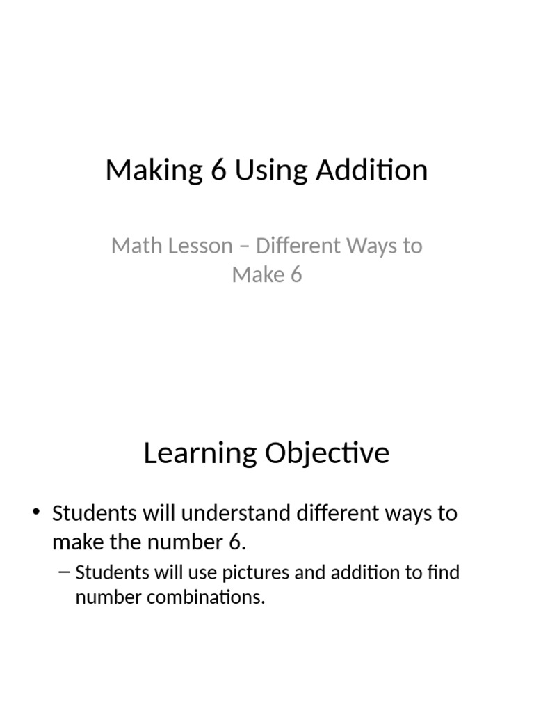 Making 6 Using Addition Lesson | PDF