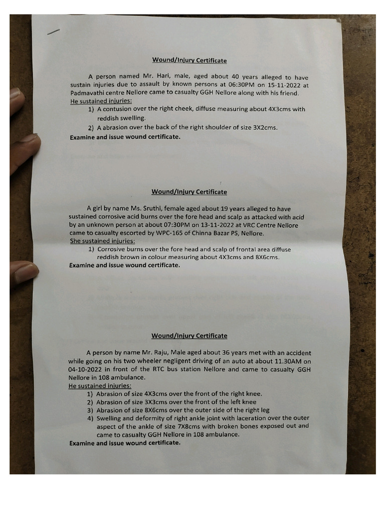 Wound Certificate | PDF