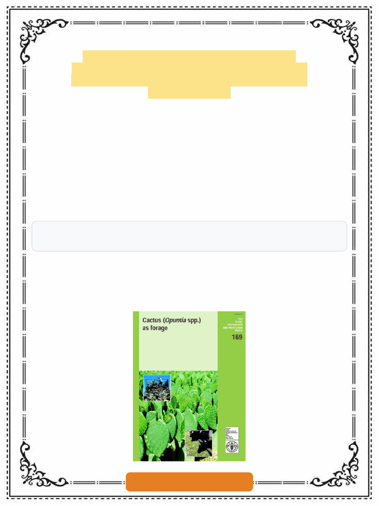 Cactus Opuntia Spp As Forage FAO Plant Production and Protection Papers ...
