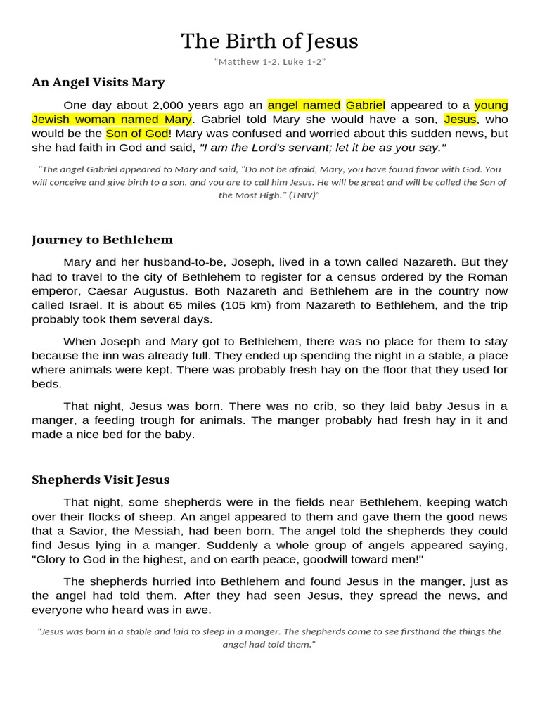 The Nativity Story: Jesus' Birth Events | PDF | Jesus | Nativity Of Jesus