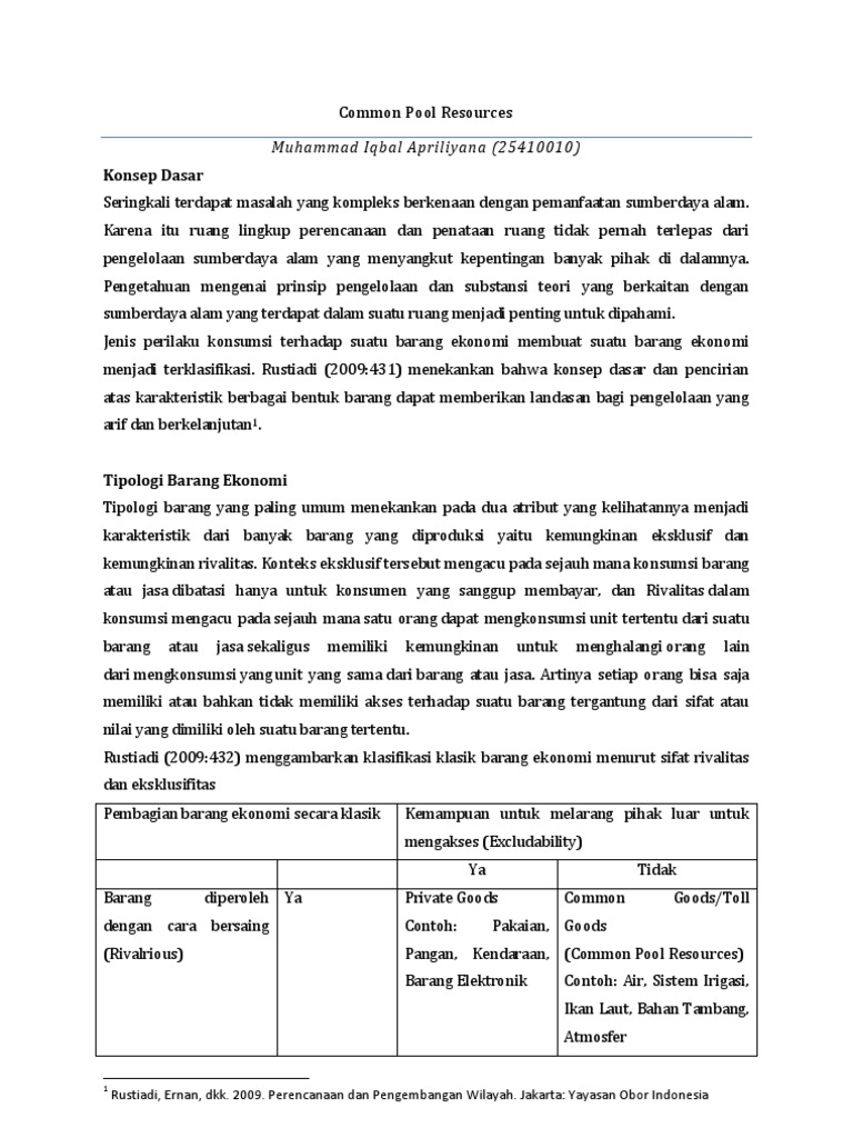 Common Pool Resources | PDF