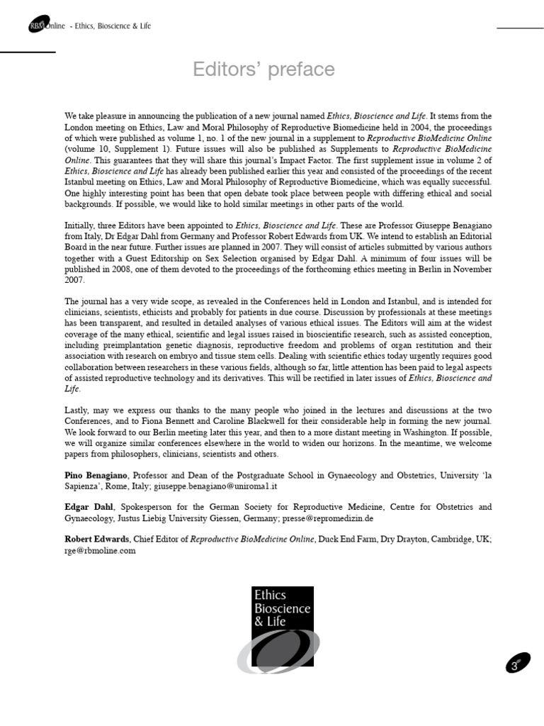 Editors' Preface Rbmo | PDF | Medicine | Health Sciences