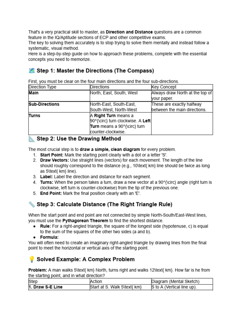 How To Solve IQ Questions of Direction and Distanc... | PDF | Euclidean ...