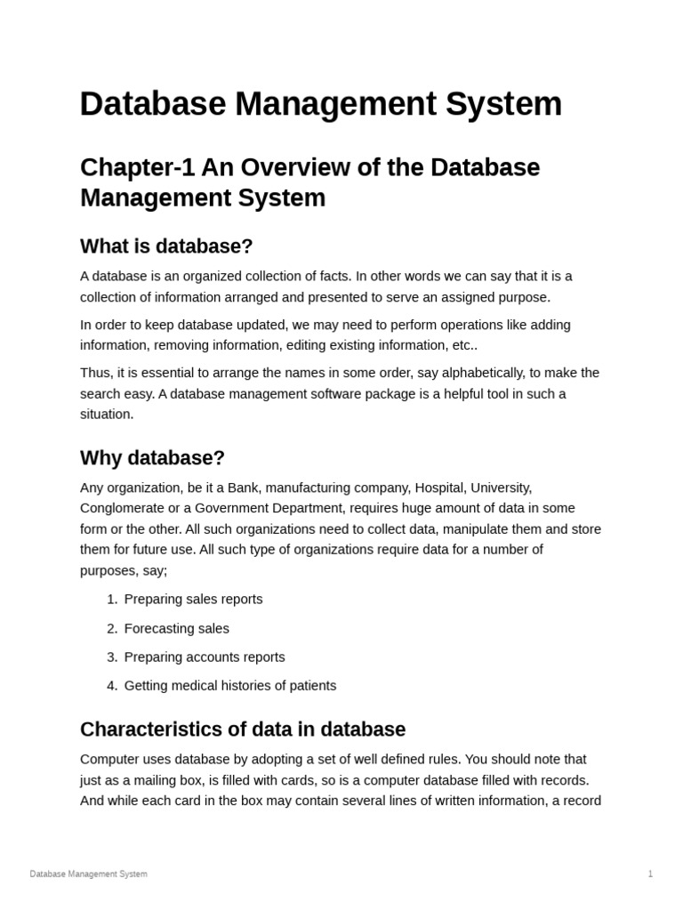 Overview of Database Management Systems | PDF | Relational Database ...