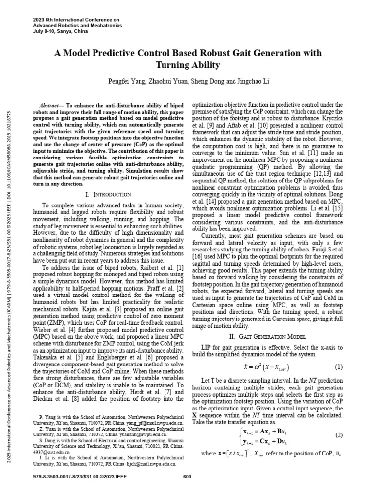 Robust Gait Generation for Biped Robots | PDF | Applied Mathematics