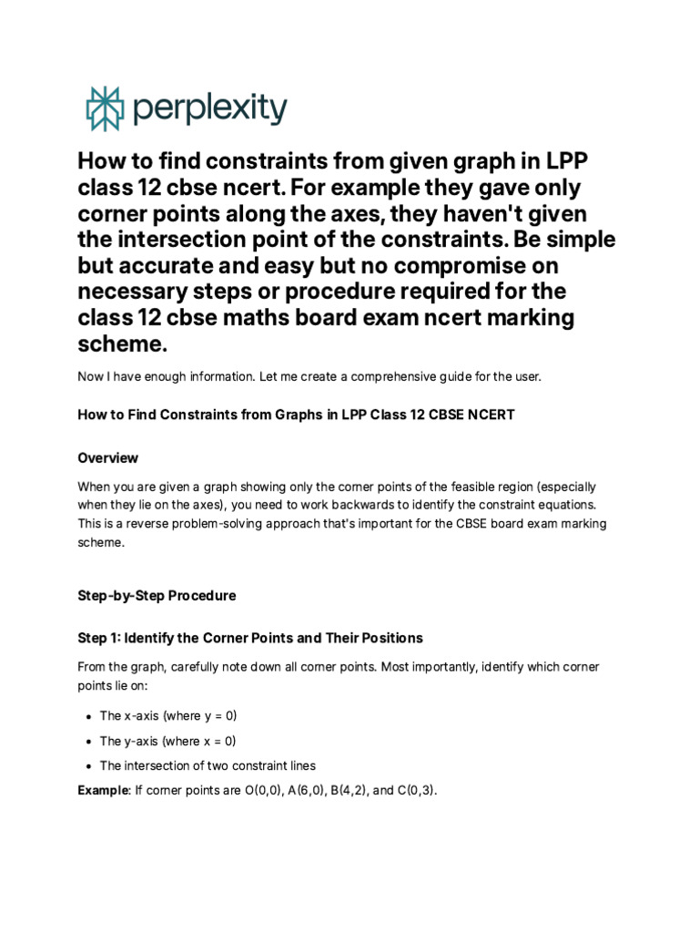 How to Find Constraints From Given Graph in LPP Cl | PDF | Theoretical ...
