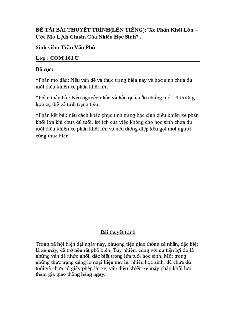Đề Tài Bài Thuyết Trình | PDF