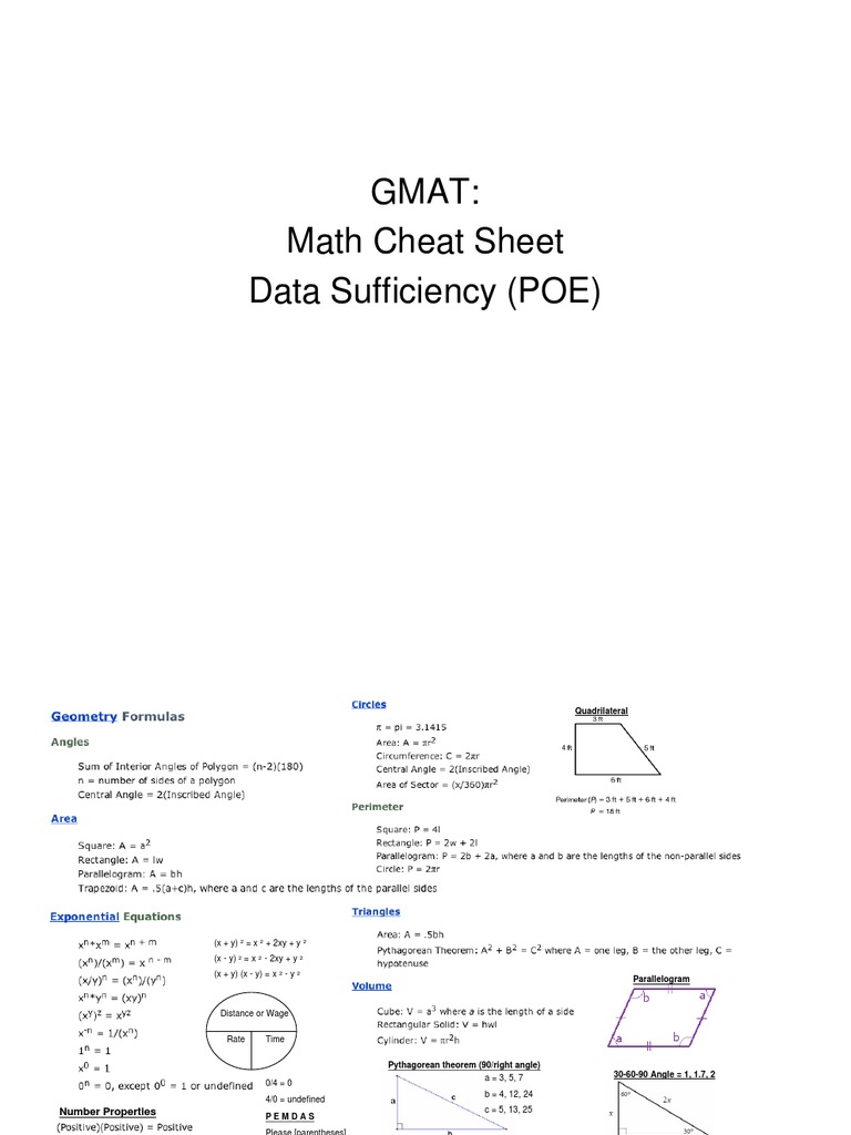 GMAT Cheat Sheet | PDF | Elementary Geometry | Numbers